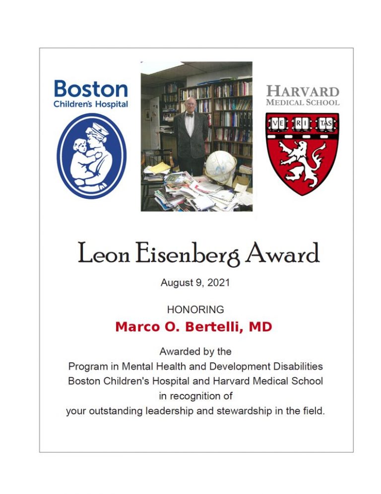 Leon Eisenberg Award per Marco Bertelli - Sidin